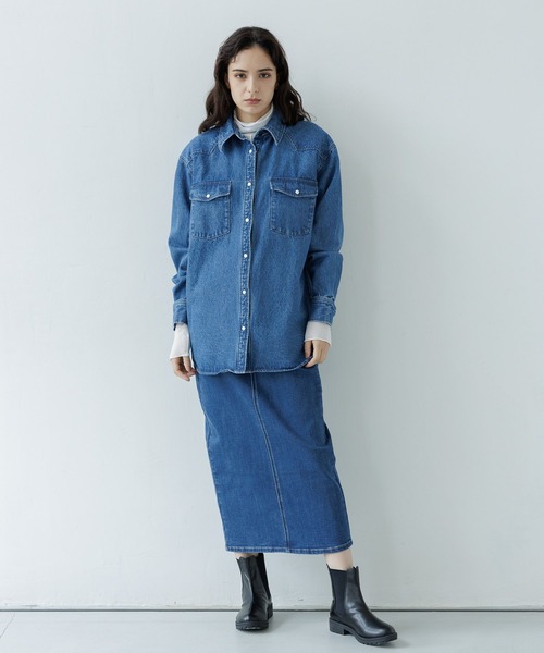 Yahoo!オークション - 「LAKOLE」 デニムスカート MEDIUM ネイビー レ...
