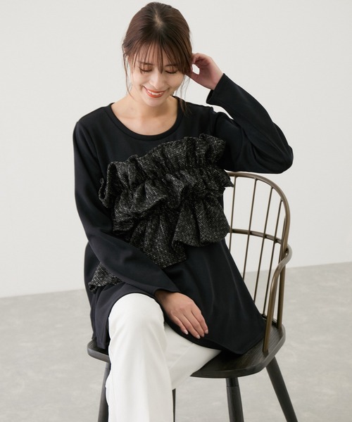 JAYRO tシャツ ツィードデコフリルプルオーバー レディース : ZOZOTOWN Yahoo!店 - 通販 - Yahoo!ショッピング