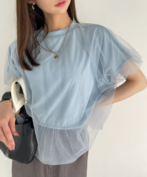 Ada. ブラウス シャツ リバーシブル使用可能♪ チュールドッキング バルーン デザイン カットブラウス レディース : ZOZOTOWN ...