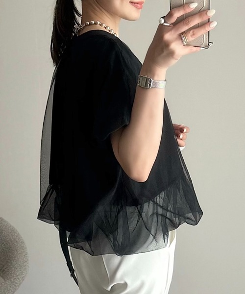 Ada. ブラウス シャツ リバーシブル使用可能♪ チュールドッキング バルーン デザイン カットブラウス レディース : ZOZOTOWN ...