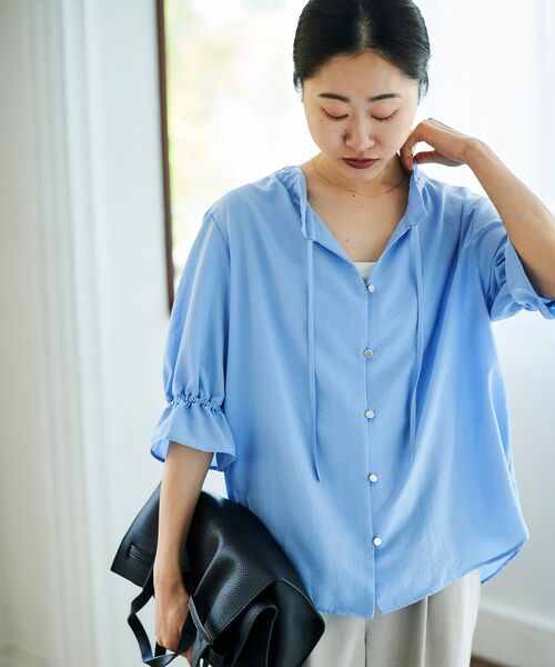 le.coeur blanc ブラウス シャツ フィブリルサテンスタンドフリルブラウス レディース : ZOZOTOWN Yahoo!店 - 通販 - Yahoo!ショッピング