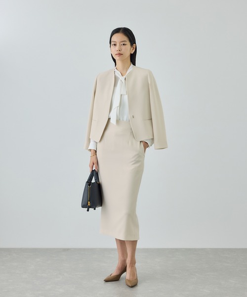 ROPE'（ロペ） ジャケット ノーカラージャケット トリアセダブルクロス