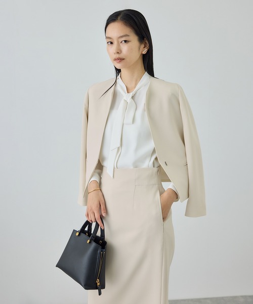 ROPE'（ロペ） ジャケット ノーカラージャケット トリアセダブルクロス