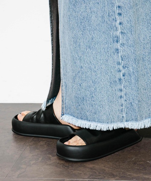 Yahoo!オークション - 「KBF」 フラットサンダル 23.5 イエロー レディ...