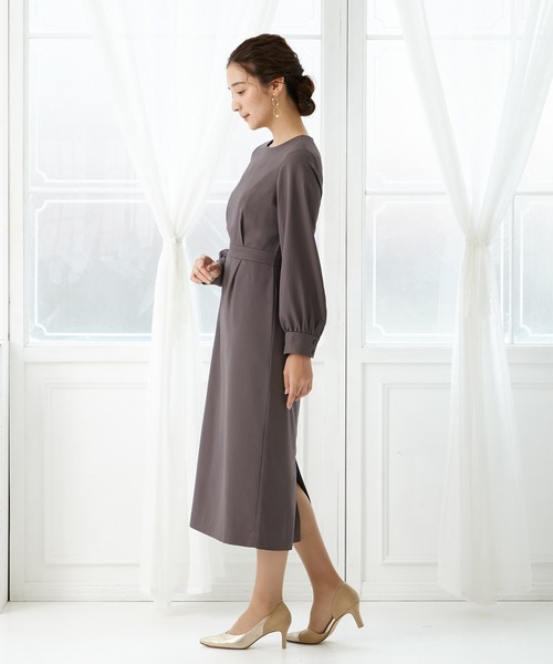 Yahoo!オークション - 「AIMER」 長袖ワンピース MEDIUM ネイビー レデ...