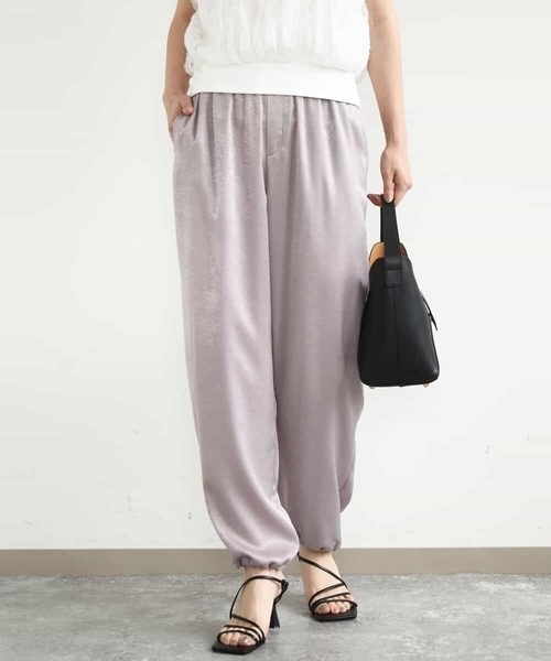 MK ミッシェルクラン（MK MICHEL  ）/サテンヴィンテージ調ワイドパンツ/接触冷感/洗える MK MICHEL KLEIN（エムケー ミッシェルクラン） パンツ サテン