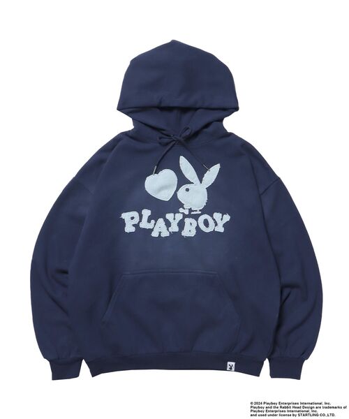 PLAYBOY パーカー 「SEQUENZ（シークエンズ）」PB DENIM WAPPEN P/K / ヴィンテージライク オーバーサイズ プルパーカー グランジ : ZOZOTOWN ...