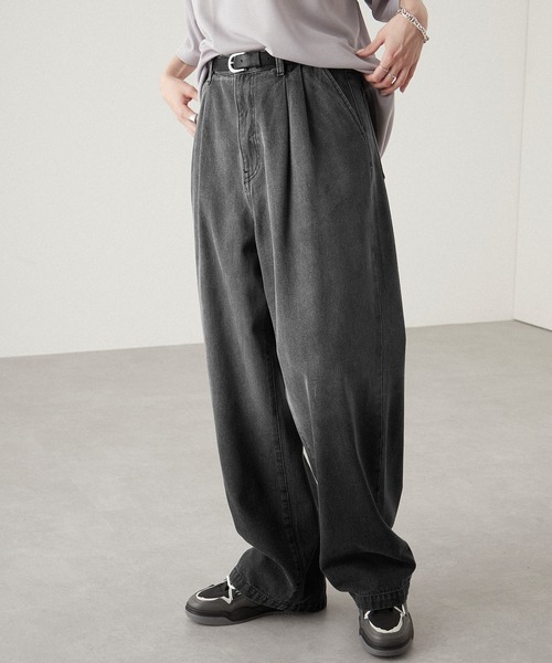 パンツ デニム ジーンズ メンズ 「Alfred Alex」gradation wide straight denim pants / グラデーション :73826404:ZOZOTOWN ...
