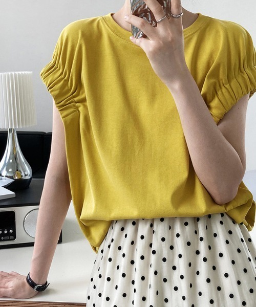 COCOMOMO tシャツ ギャザースリーブTシャツ コットン100％ レディース : ZOZOTOWN Yahoo!店 - 通販 - Yahoo!ショッピング