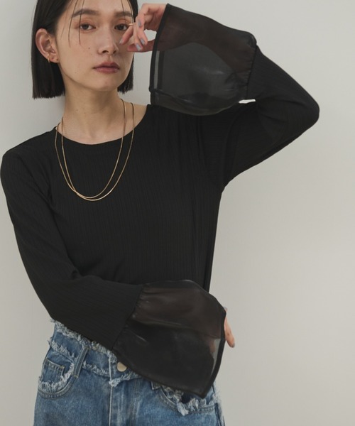 Shelly island tシャツ Tシャツ シアーカフスリブニットプルオーバー レディース : ZOZOTOWN Yahoo!店 - 通販 - Yahoo!ショッピング