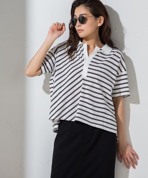 socolla ポロシャツ ポロ 「socolla」切替えボーダーポロTシャツ 「手洗い可能」 レディース : ZOZOTOWN Yahoo!店 - 通販 - Yahoo!ショッピング