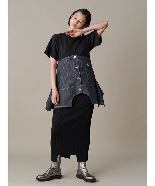 UN3D. tシャツ DENIM DETAIL DOCKING T-SH「セットアップ着用可能」 / デニムディテールドッキングTシャツ レディース : ZOZOTOWN Yahoo!店 ...