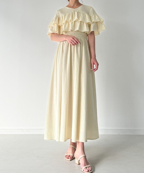 JUNOAH ワンピース Vネックフリルフレアワンピース : ZOZOTOWN Yahoo!店 - 通販 - Yahoo!ショッピング