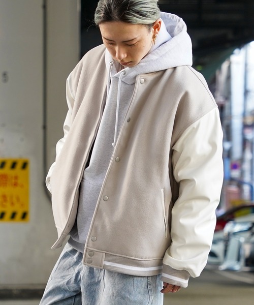 「1111clothing」 「nylaus」スタジャン L ライトグレー メンズ : ZOZOTOWN Yahoo!店 - 通販 - Yahoo!ショッピング