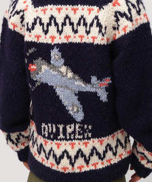 AVIREX（アヴィレックス） セーター ニット HAND MADE ALPACA COWICHAN ”ICON OF FLYINGS ...