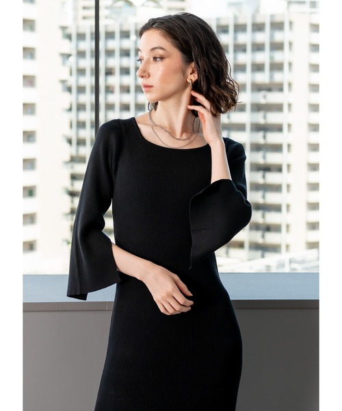 Yahoo!オークション - 「Adoon plain」 ニットワンピース FREE ブラッ...