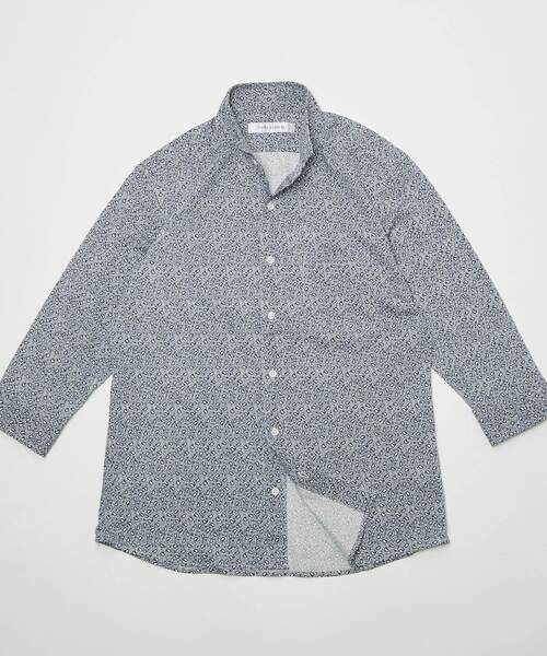 MEN'S MELROSE シャツ モチーフプリントジャージワンピースカラー7分袖