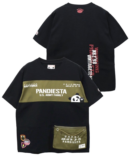 PANDIESTA（パンディエスタ） tシャツ ツイル切替サコッシュ風ポケット