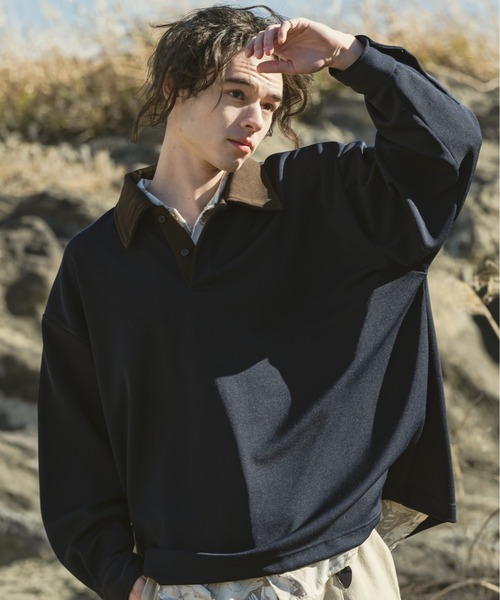 Yahoo!オークション - 「Casper John」 長袖ポロシャツ MEDIUM アイボ...