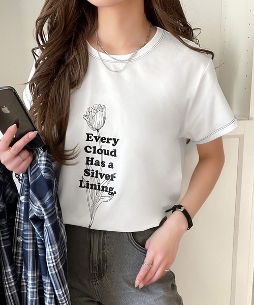 classicalelf tシャツ 上品さが魅力。フラワープリントグラフィック刺繍Tシャツ（半袖） レディース : ZOZOTOWN Yahoo!店 - 通販 - Yahoo!ショッピング