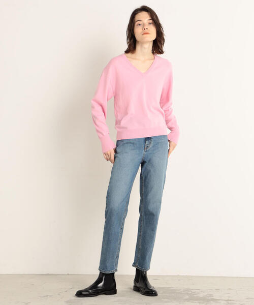 Yahoo!オークション - 「MACPHEE」 Vネックニット S ピンク レディース