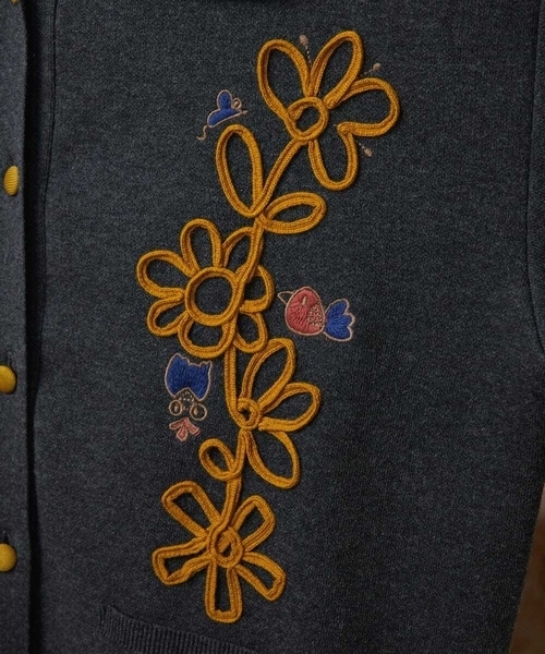 Jocomomola（ホコモモラ） カーディガン Palque Wフェイス フラワー