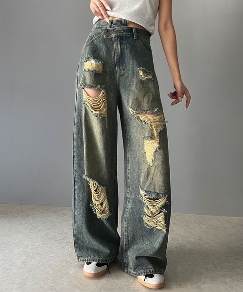 Java 「Java」 ダメージ加工デニムパンツ X-LARGE ブルー レディース : ZOZOTOWN Yahoo!店 - 通販 - Yahoo!ショッピング