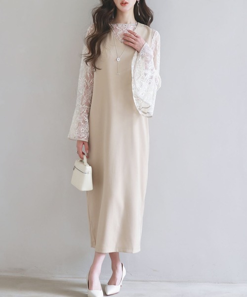 SAISON DE PAPILLON 「SAISON PAPILLON」 コンビワンピース S ベージュ レディース : ZOZOTOWN Yahoo!店 - 通販 - Yahoo!ショッピング