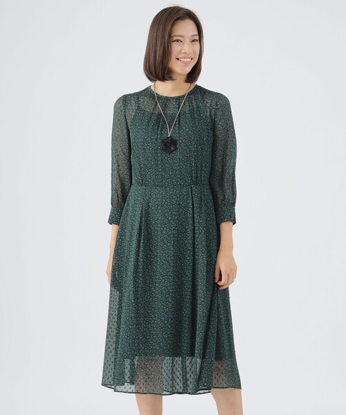 TRANS WORK（トランスワーク） ワンピース 「ウォッシャブル」リーフジャカードプリントワンピース : ZOZOTOWN Yahoo!店 - 通販 - Yahoo!ショッピング