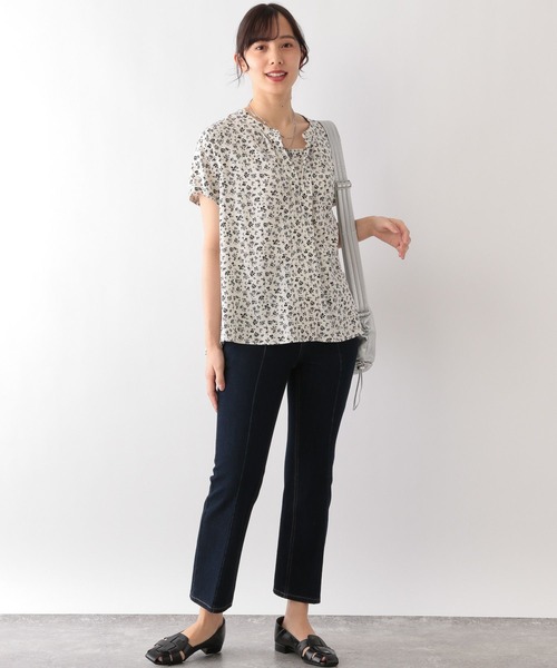 Yahoo!オークション - 「GLOBAL WORK」 半袖ブラウス MEDIUM ネイビー ...