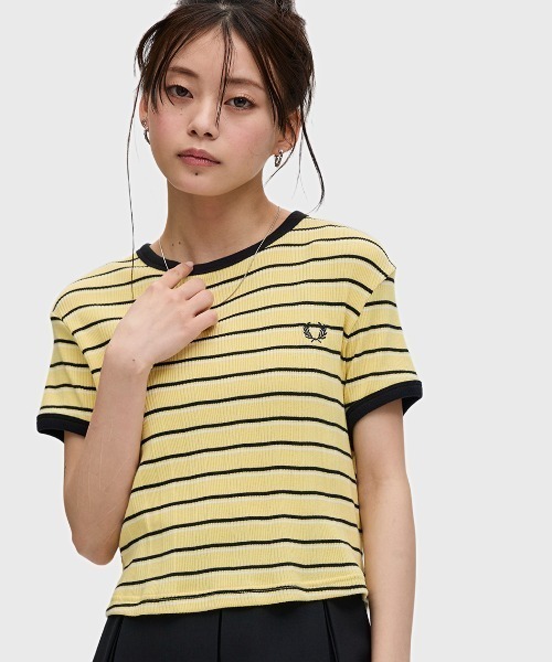 FRED PERRY tシャツ Striped Ribbed T-Shirt／ストライプリブTシャツ レディース : ZOZOTOWN Yahoo!店 - 通販 - Yahoo!ショッピング