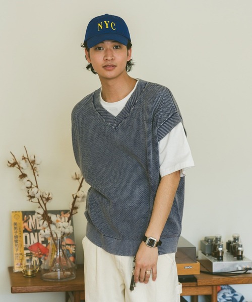 RAGEBLUE ベスト ジレ ピグメント加工/ダメージ/透かし編みVネックニットベスト メンズ : ZOZOTOWN Yahoo!店 - 通販 - Yahoo!ショッピング