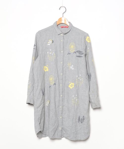 Design Tshirts Store graniph 「Design graniph」 刺繍シャツワンピース FREE グレー レディース ...