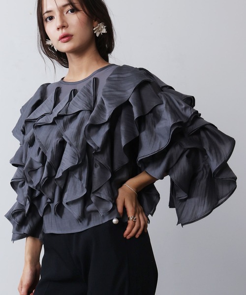 PICCIN PERLA ブラウス シャツ ラッフルシアーブラウス レディース : ZOZOTOWN Yahoo!店 - 通販 - Yahoo!ショッピング