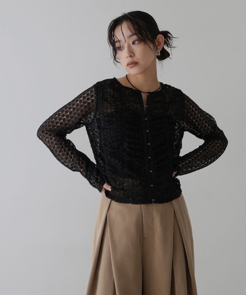 hellam カーディガン シャーリング透かし編みカーデ レディース : ZOZOTOWN Yahoo!店 - 通販 - Yahoo!ショッピング