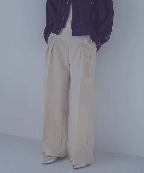 DRESSLAVE スラックス パンツ double tuck taut fabric wide pants(ダブルタックタウトファブリックワイドパンツ) レディース : ZOZOTOWN ...