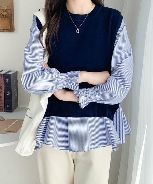 Yahoo!オークション - 「ABITOKYO」 ニットベスト FREE ブルー系その他...