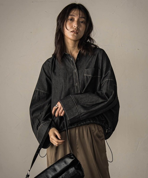 MAYSON GREY ブラウス シャツ 「WEB限定」ドロストクロップドデニムシャツ「洗濯機で洗える」 レディース : ZOZOTOWN Yahoo!店 - 通販 - Yahoo!ショッピング