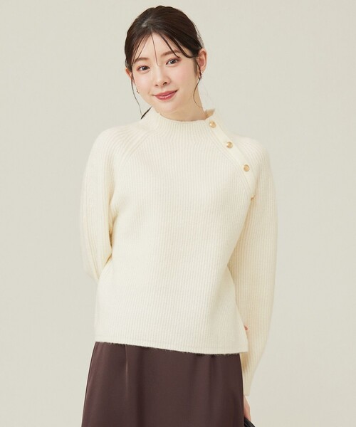 ボトルネックバイカラーラグランニット フェンネル（FENNEL）/ボトル