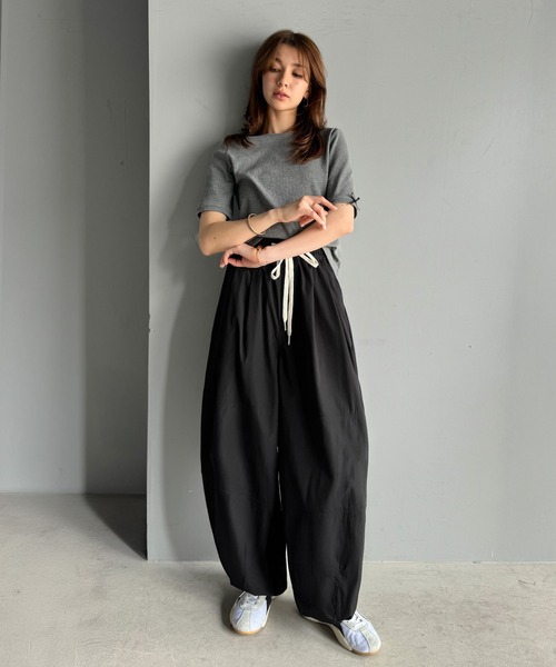 classicalelf パンツ 「AYAさんコラボ」タイムレスに愛せる、洗練ワイドシルエット♪ウエストリボン裾ドロストナイロンサーカスパンツ レディース : ZOZOTOWN Yahoo!店 ...