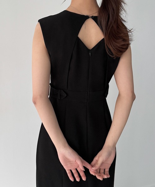 JUNOAH ワンピース Vネックサイドベルトマーメイドジャンパースカート(薄手、スカート裏地なし) : ZOZOTOWN Yahoo!店 - 通販 - Yahoo!ショッピング