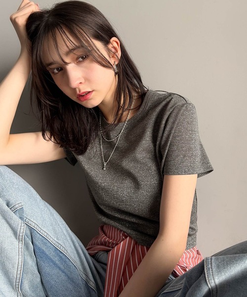 classicalelf tシャツ さりげなく輝くラメが主役。ラメ入りショート丈Tシャツ（半袖） レディース : ZOZOTOWN Yahoo!店 - 通販 - Yahoo!ショッピング