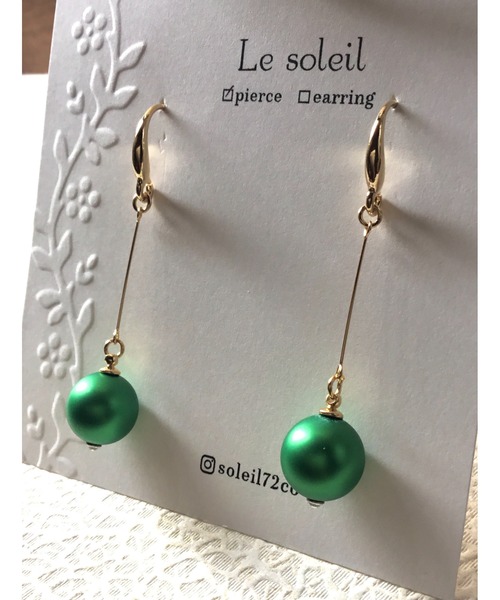 TONE ピアス 「Le soleil」エレガントgreen スワロフスキーパールピアス(MA) レディース : ZOZOTOWN Yahoo!店 - 通販 - Yahoo!ショッピング