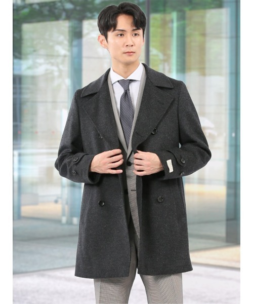 タカキュー（TAKA−Q）/【ウール100% ビーバー仕上げ】タカキュー ピーコート 無地グレー TAKA-Q（タカキュー） pコート ピーコート 「ウール100% ビーバー