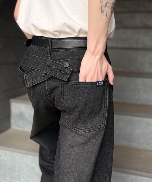 Classical Origin ジーンズ 「Haruto×クラシカルオリジンコラボ」「ストリート映え抜群。」ボタン付きストラップデザインワイドデニム/Buttoned Strap D ...