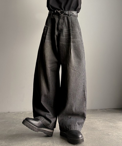 Classical Origin ジーンズ 「Haruto×クラシカルオリジンコラボ」「ストリート映え抜群。」ボタン付きストラップデザインワイドデニム/Buttoned Strap D ...