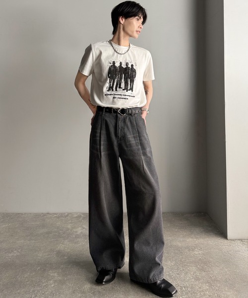 Classical Origin ジーンズ 「Haruto×クラシカルオリジンコラボ」「ストリート映え抜群。」ボタン付きストラップデザインワイドデニム/Buttoned Strap D ...
