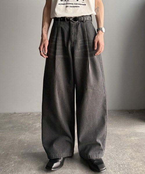 Classical Origin ジーンズ 「Haruto×クラシカルオリジンコラボ」「ストリート映え抜群。」ボタン付きストラップデザインワイドデニム/Buttoned Strap D ...