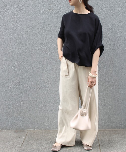 Yahoo!オークション - 「INCEDE」 ドルマンスリーブブラウス M ネイビ...