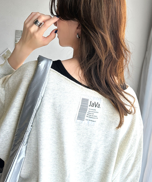 Java トレーナー スウェット 「JaVaジャバ 別注」裏毛素材衿元刺繍＆バックロゴデザイン変形カットオフオーバーサイズプルオーバー レディース : ZOZOTOWN Yahoo!店 ...